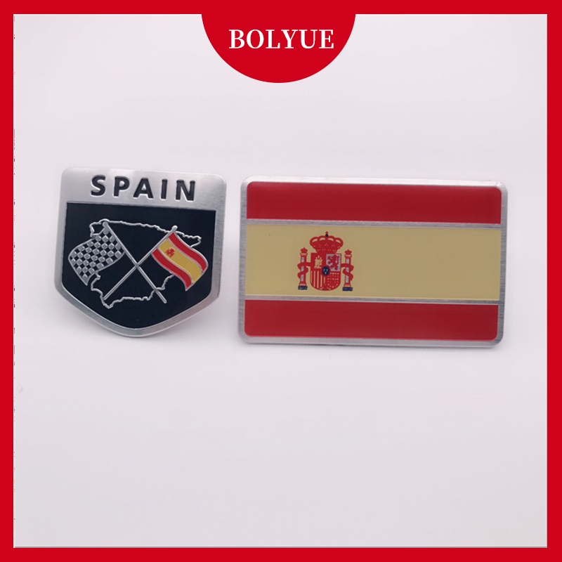 3d Aluminum Alloy Spanish Flag Car Logo Modified Car Sticker Block ...
