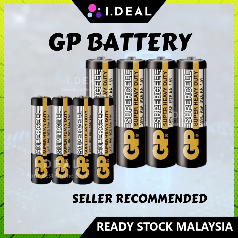 IDEAL GP SUPERCELL SHD Battery 1.5V AA AAA Batteries Toy Bateri Mainan ...
