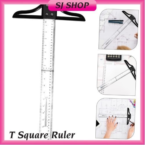 T-Square Ruler 23" (60cm) | Super Clear Transparent T Shape Ruler | T ...