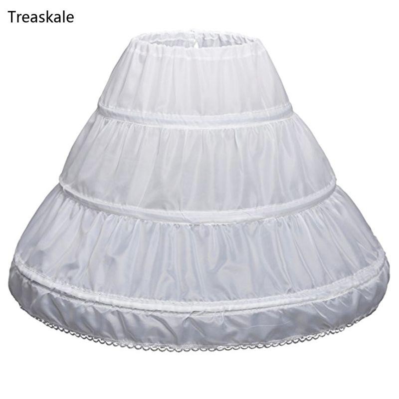 TREA White Children Petticoat A-Line 3 Hoops One Layer Kids Crinoline ...