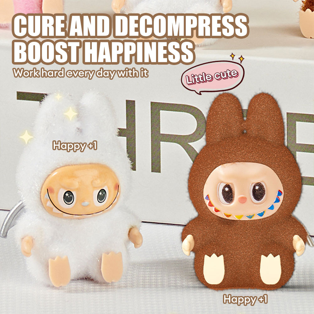 Labubu sitting party second generation grain trendy blind box flocking ...