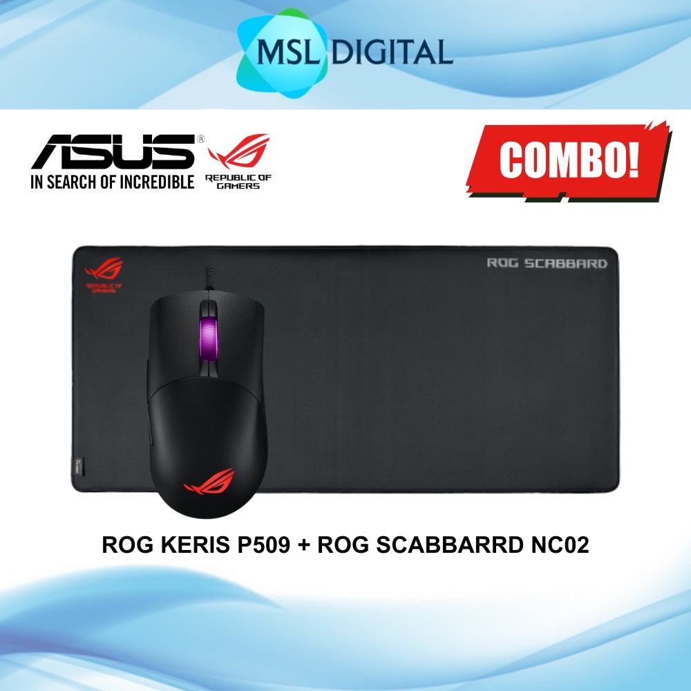 ASUS ROG Keris P509 Wired Gaming Mouse + ROG SCABBARD NC02 Gaming Mouse ...