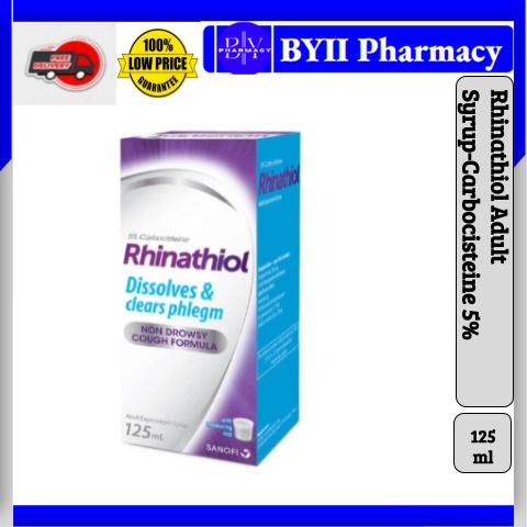 Rhinathiol Adult Syrup 125ml 5% Carbocisteine Non-Drowsy chesty cough ...