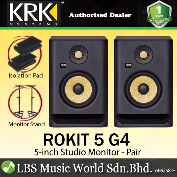 KRK ROKIT 5 G4 5 Inch Powered Active Studio Monitor Speaker - Black ...