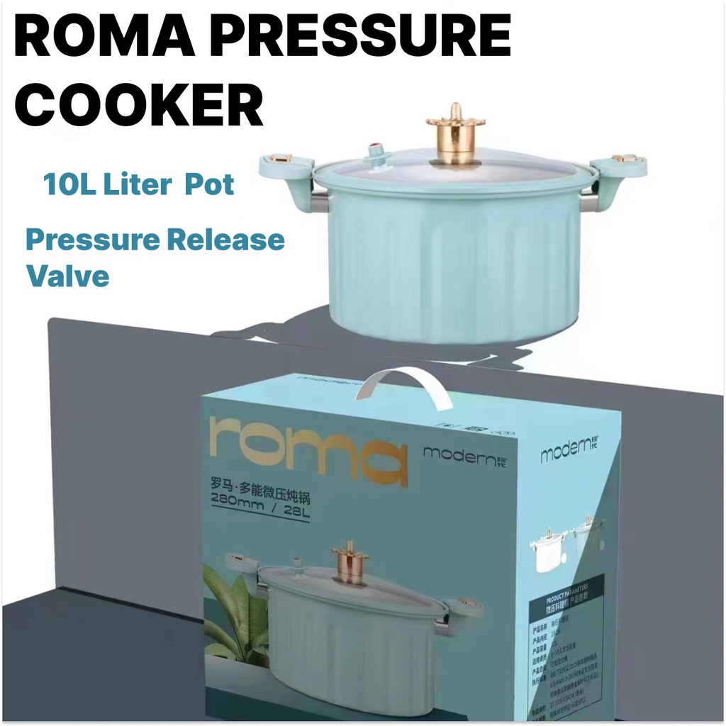 New 10L Non-Stick Micro Pressure Pot Roma Style Multifunction Stew Pot, Periuk Tekanan MIkro ...