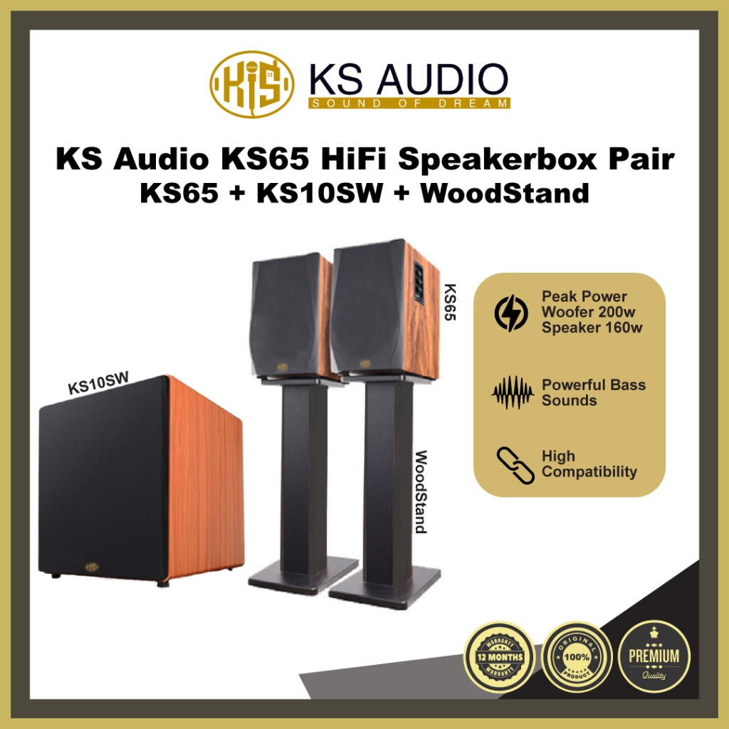 KS AUDIO KS65 HIFI Bookshelf Karaoke Speaker / KS10SW Subwoofer HiFi ...