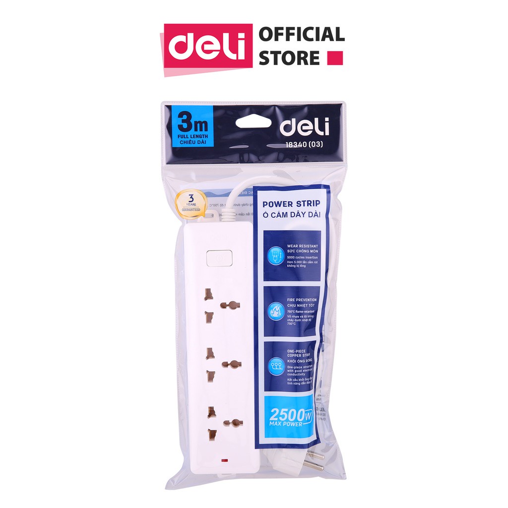 [Deli Vpp] Deli 3m power outlet - 1 pc Safe, Explosion-proof | Shopee ...
