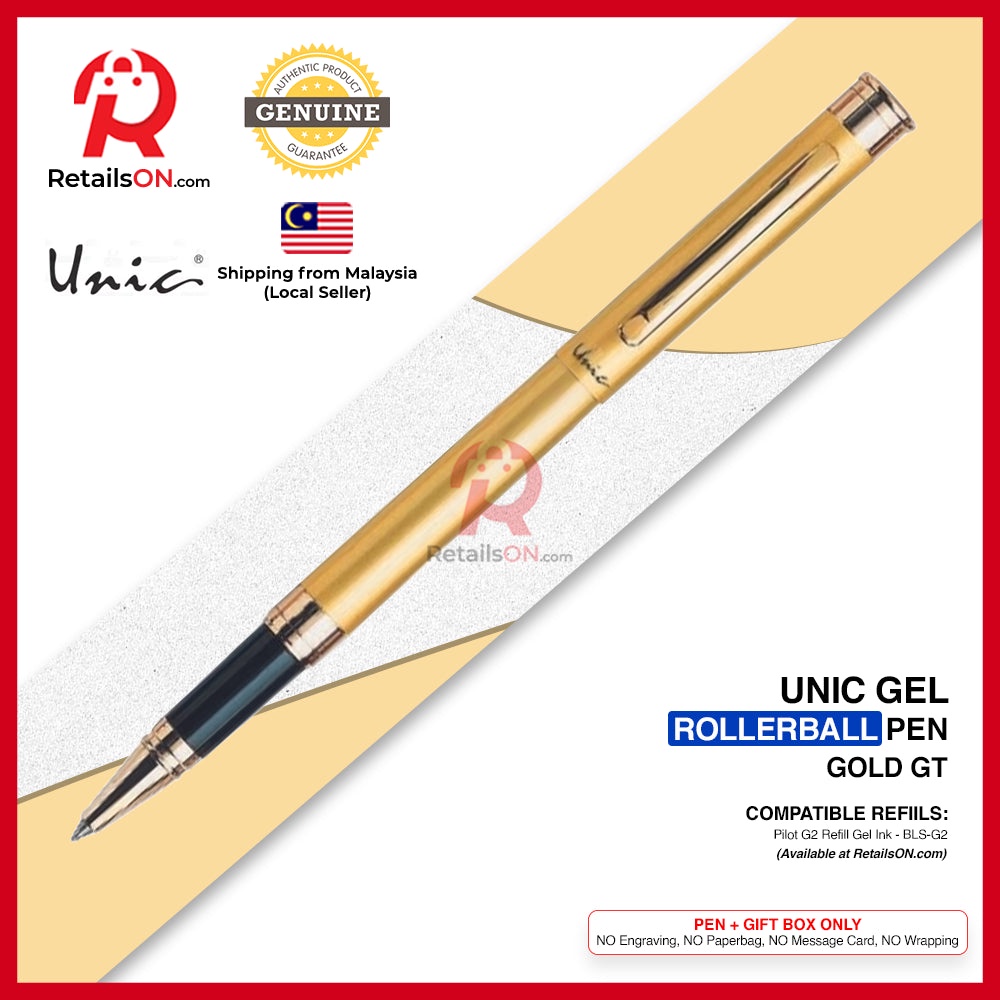 Pilot Unic Classic Rollerball Pen - Gold GT (2351R) / using Pilot G2 ...
