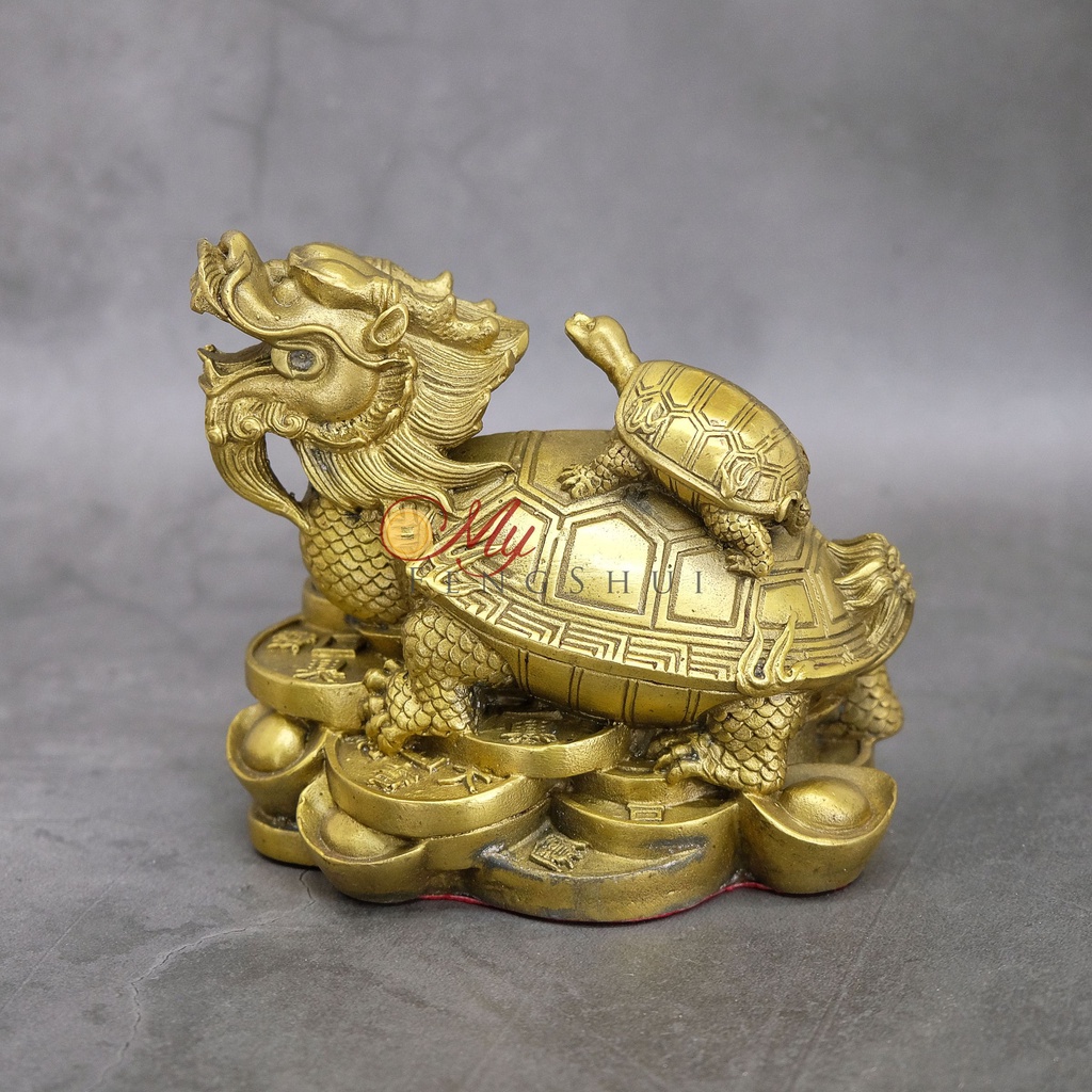 Feng Shui Brass Fortune Dragon Tortoise With Turtle 龙龟 | Shopee Malaysia
