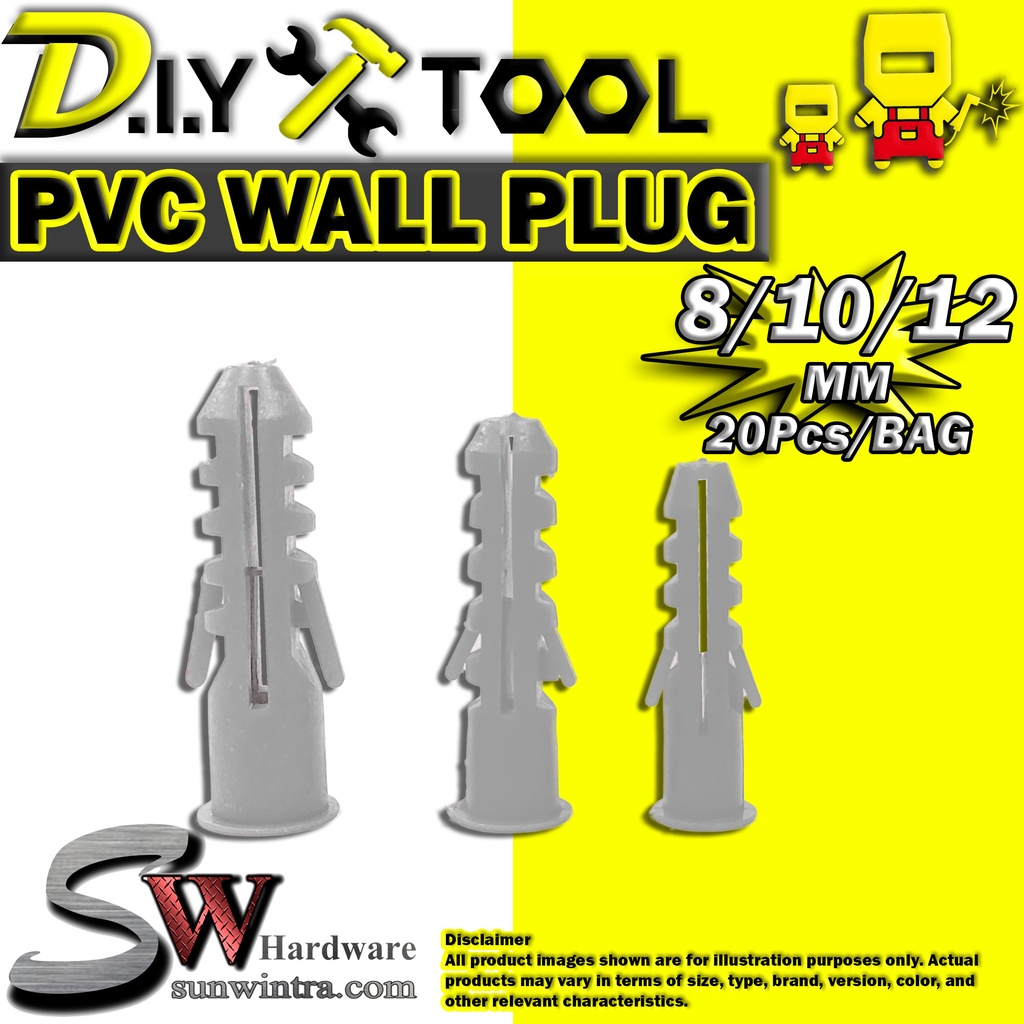 [SW Hardware] High Quality PVC Wall Plug Plastic Plug Nail 8MM 10MM ...
