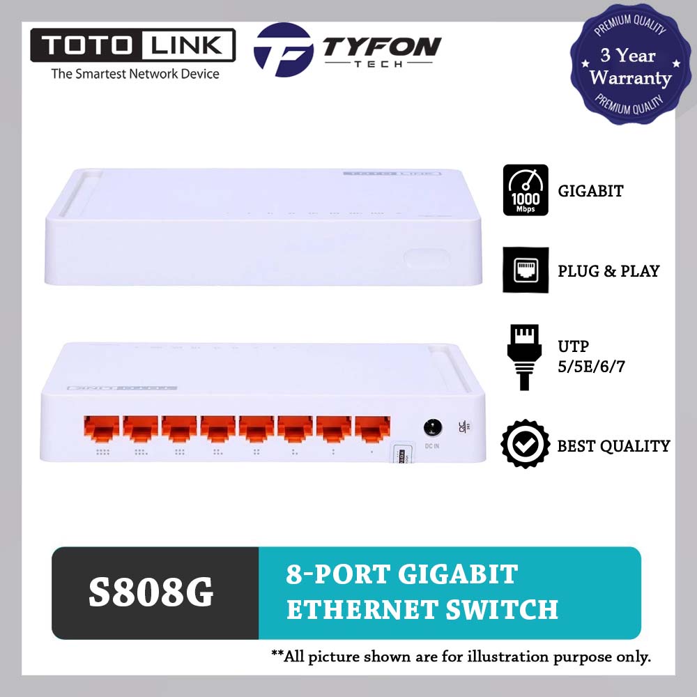 TOTOLINK 8-Port 1000Mbps Desktop Gigabit Switch S808G | Shopee Malaysia