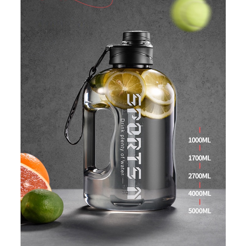 Oversized Botol Air 5L/4L/2.7L/1.7L Water Bottle Large Capacity Gym ...