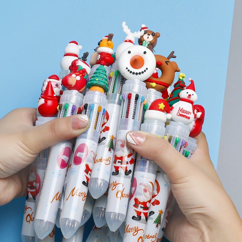 6/10 Colors Christmas Ballpoint Pen Cute Santa Claus Multicolor Marker ...