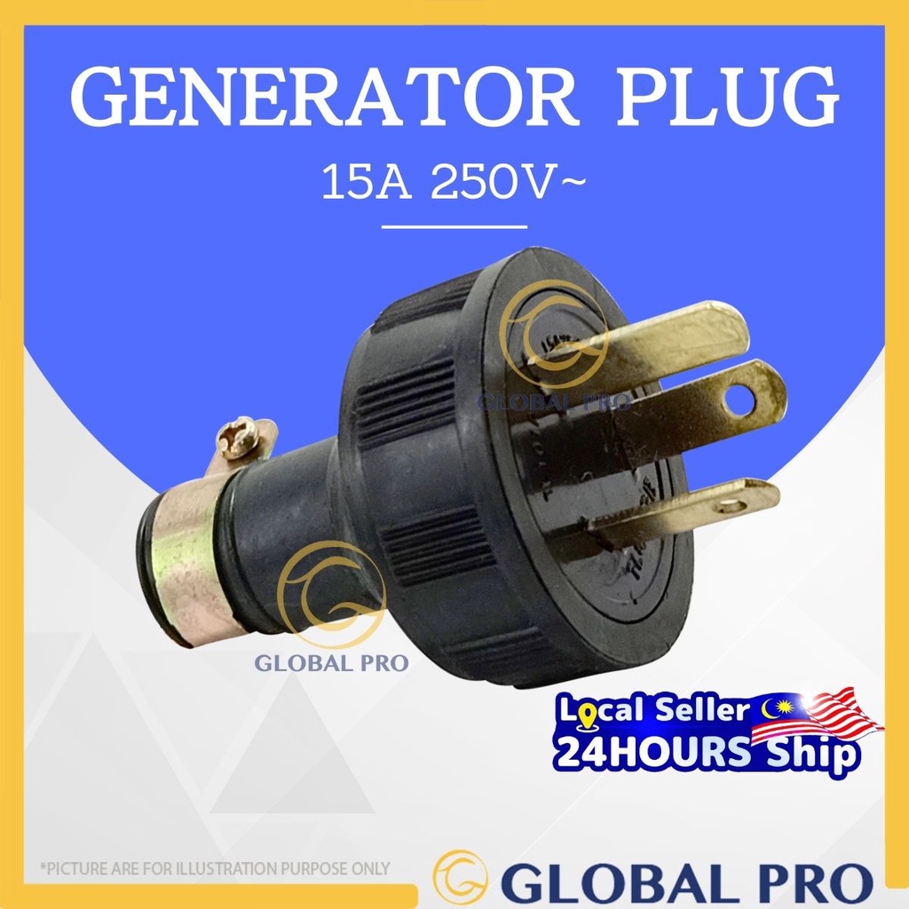 Generator Plug Honda/Yamaha Euro Plug Kepala Socket 3 Pin Flat 15A 250V ...