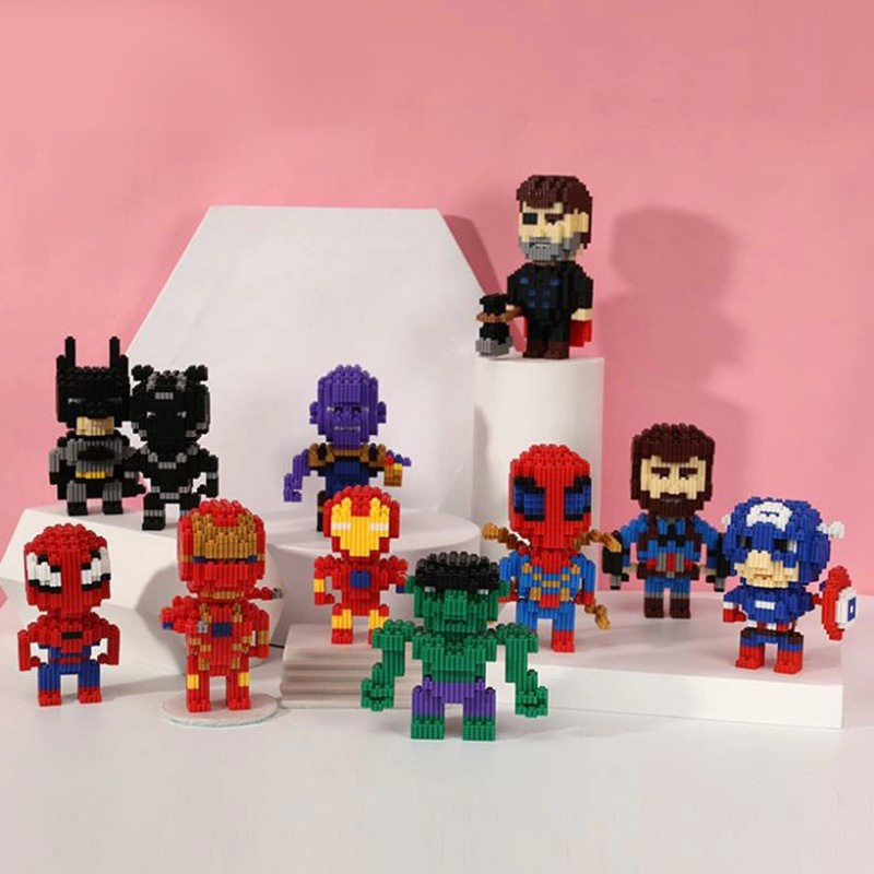 【60 Styles】DIY Mini Building Block SpongeBob Character Pooh Bear Model Nano Block Cartoon Toys ...