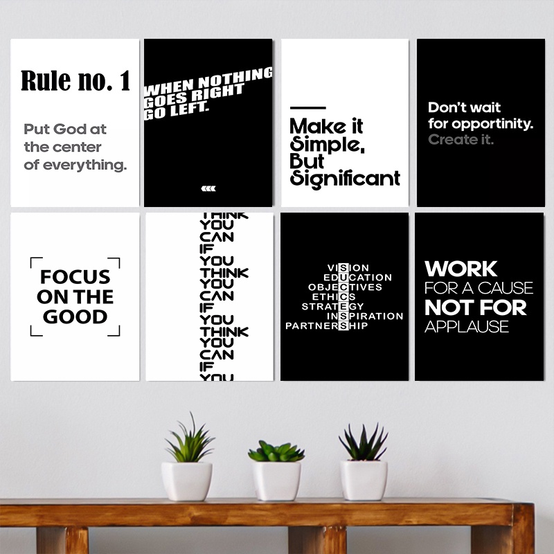 Inspirational Quotes From The Workspace Canvas Painting Black And White ...