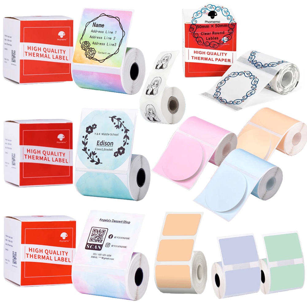 Phomemo Label for M110/M200 Printer Multi-Purpose Square Self-Adhesive Printable Sticker Label ...