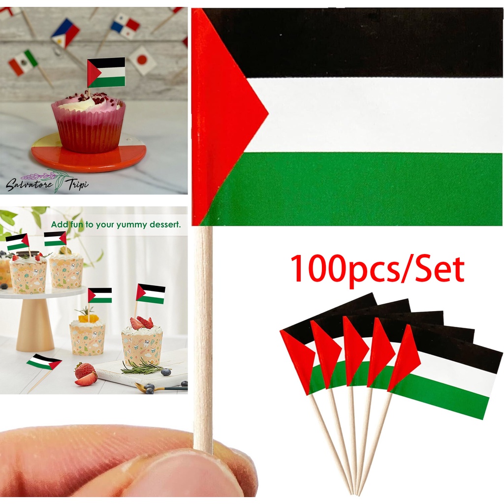 100Pcs/Set Mini Palestine Flag Cupcake Topper Cocktail Toothpick Party ...