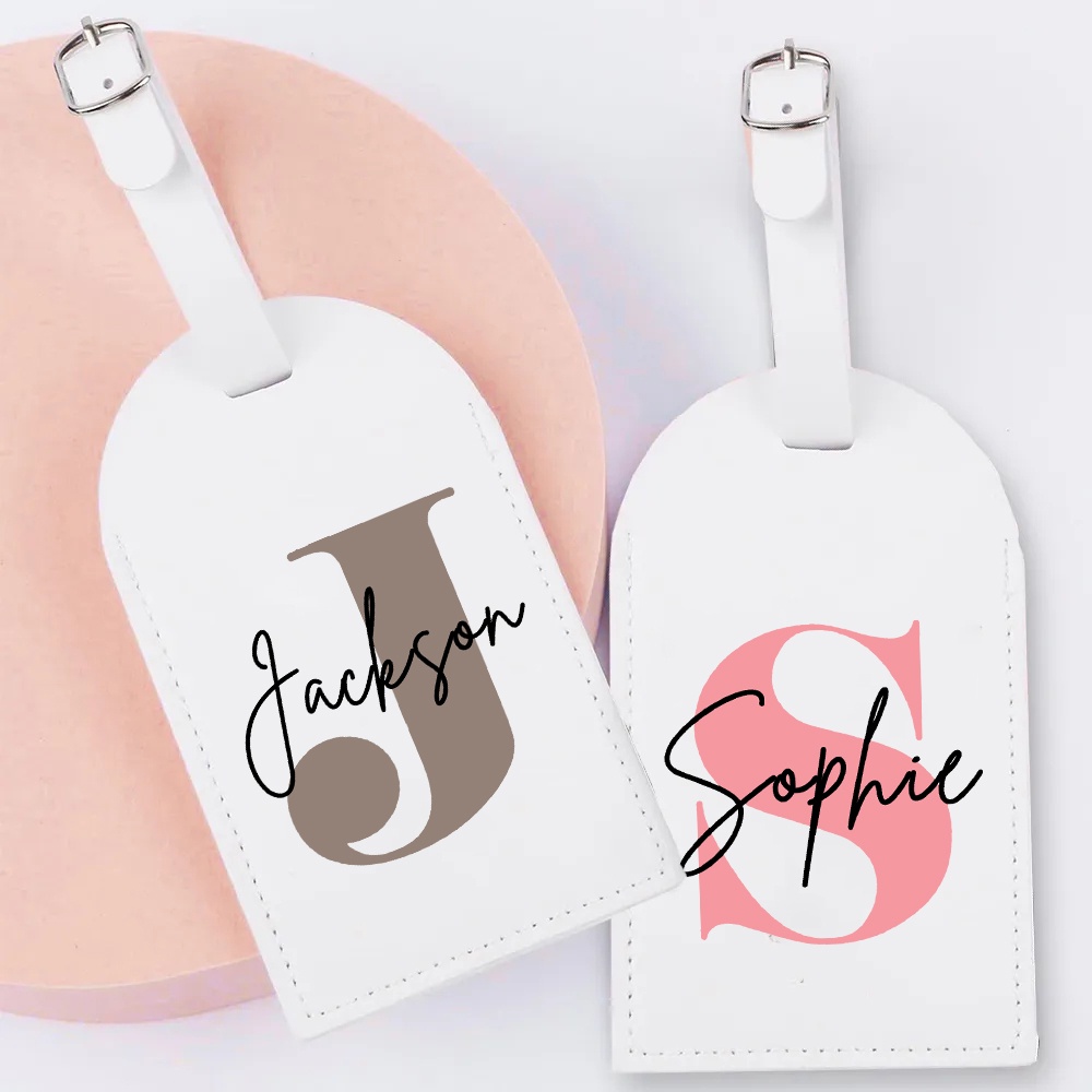 Personalised Monogram PU Luggage Tag Initial with Name Leather for ...