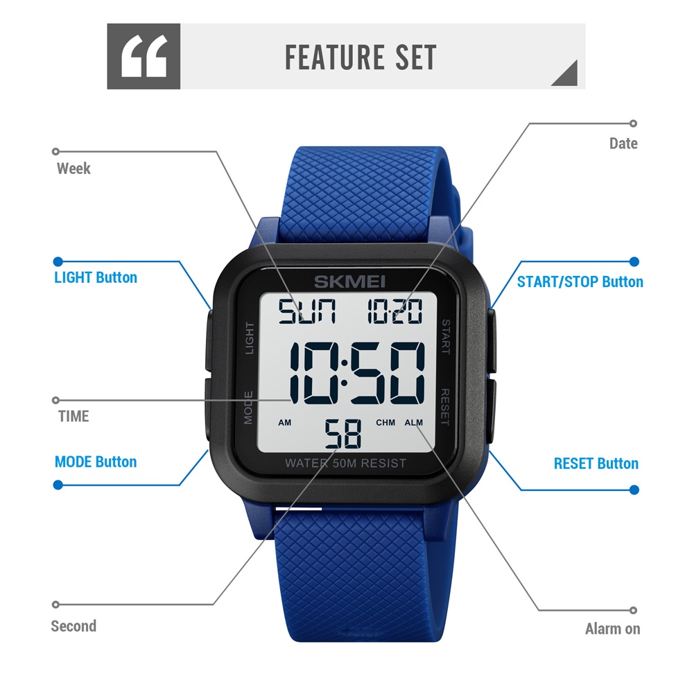 [Verne.my] Men Digital Sports Watch Countdown Timer 50M Waterproof ...