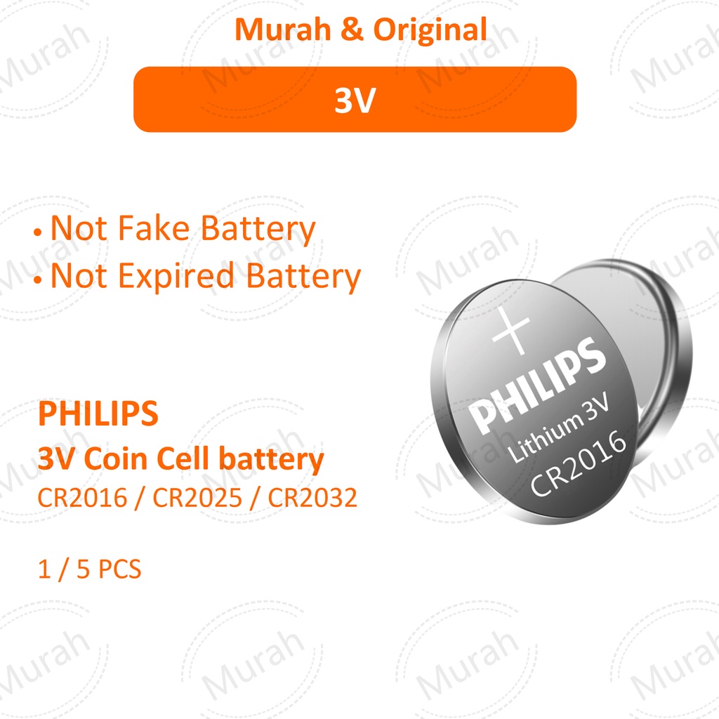 [Authorised Reseller] PHILIPS CR2032 CR2016 CR2025 Battery Bateri Batteri Coin button cell ...