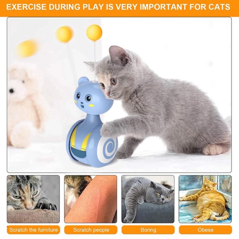 Cat Tumbler Swing Toys Pet Funny Feather Catch Ball Funny Interactive ...