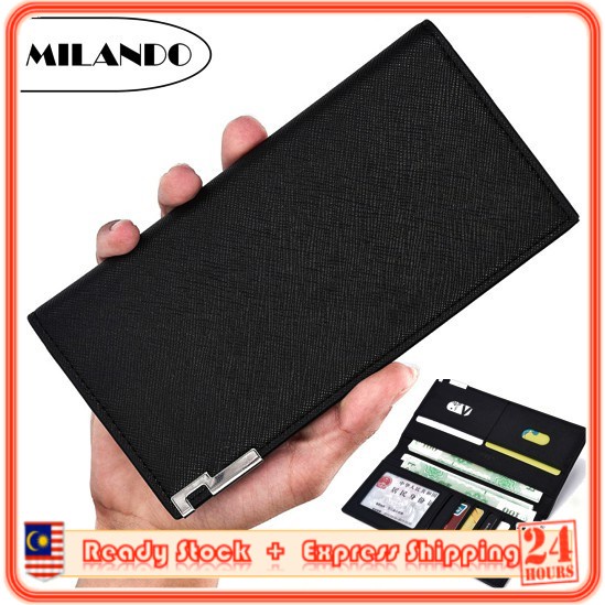 MILANDO Men Long wallet Bifold PU Leather Slim Wallet ID Window Card ...