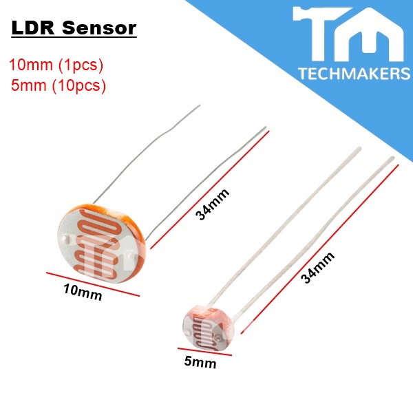 10pcs (5mm) / 1pcs (10mm) LDR GL5528 Light Dependent Resistor Sensor ...
