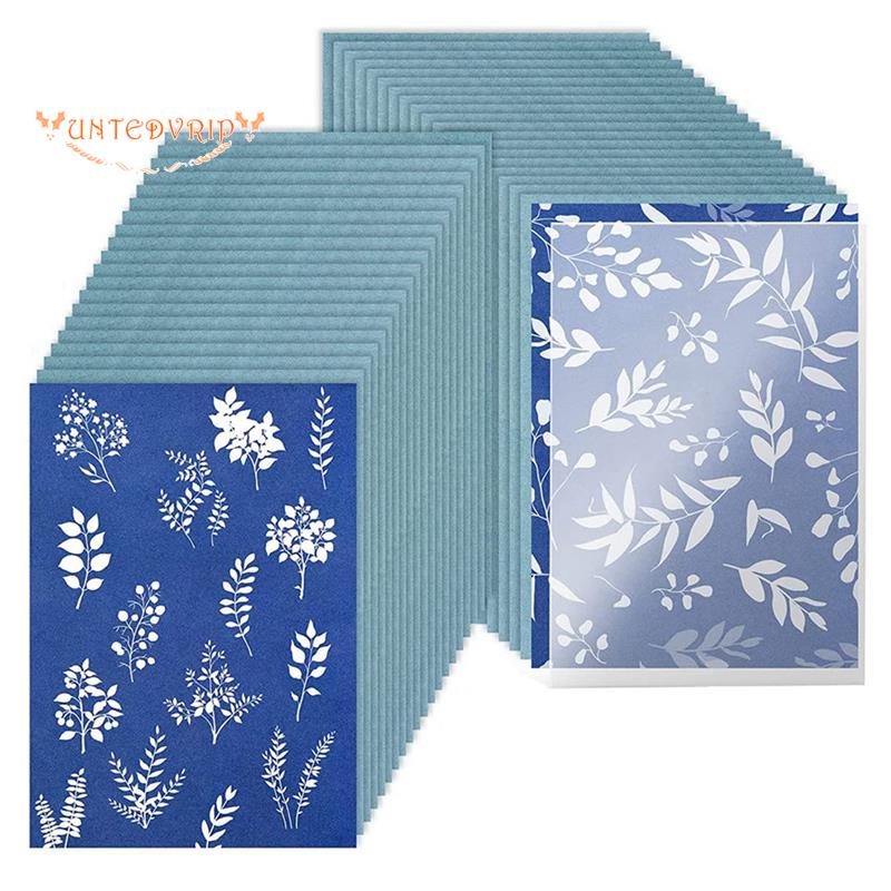 40 Pcs Sensitivity Nature Printing Paper Solar Activated Cyanotype ...
