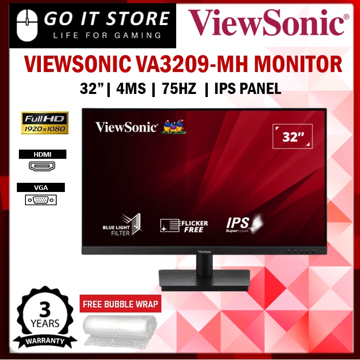 ViewSonic Monitor VA3209-MH / VA3209-2K-MHD 31.5” FHD QHD 75Hz 4MS IPS LED Backlit Adaptive Sync ...