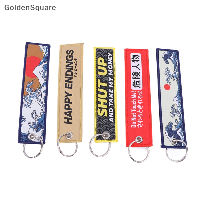 GG 1Pc Japanese Waves Art Drawing Embroidery Key Fobs Backpack Key Tags ...