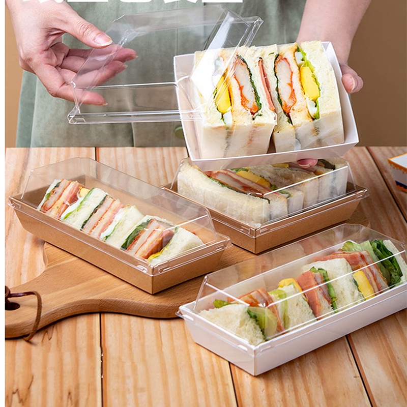 Yo-Fun 50PCS Sandwich Gift Box Sandwich box Square Cake Box Kraft Box ...