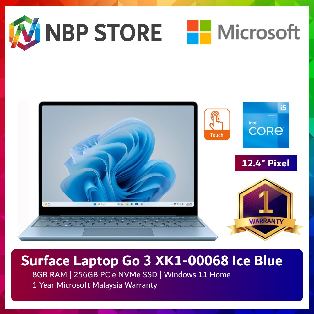 Microsoft Surface Laptop Go 3 XK1-00068 12.4" PixelSense Touch Laptop ...