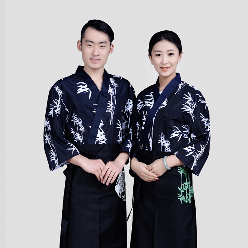 Japanese Sushi Jacket Women Men Chef Kitchen Uniform Kimono Work Wear ...
