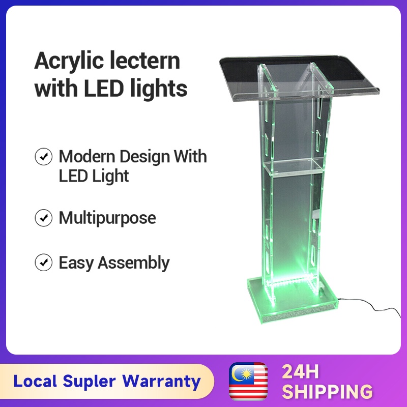 【Malaysia Stock】Acrylic Podium LED Light Rostrum Lecterns Speaking ...