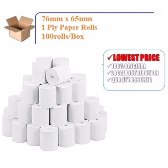 Dot Matrix Receipt Paper 1ply 76mm x 65mm (100rolls) | Shopee Malaysia