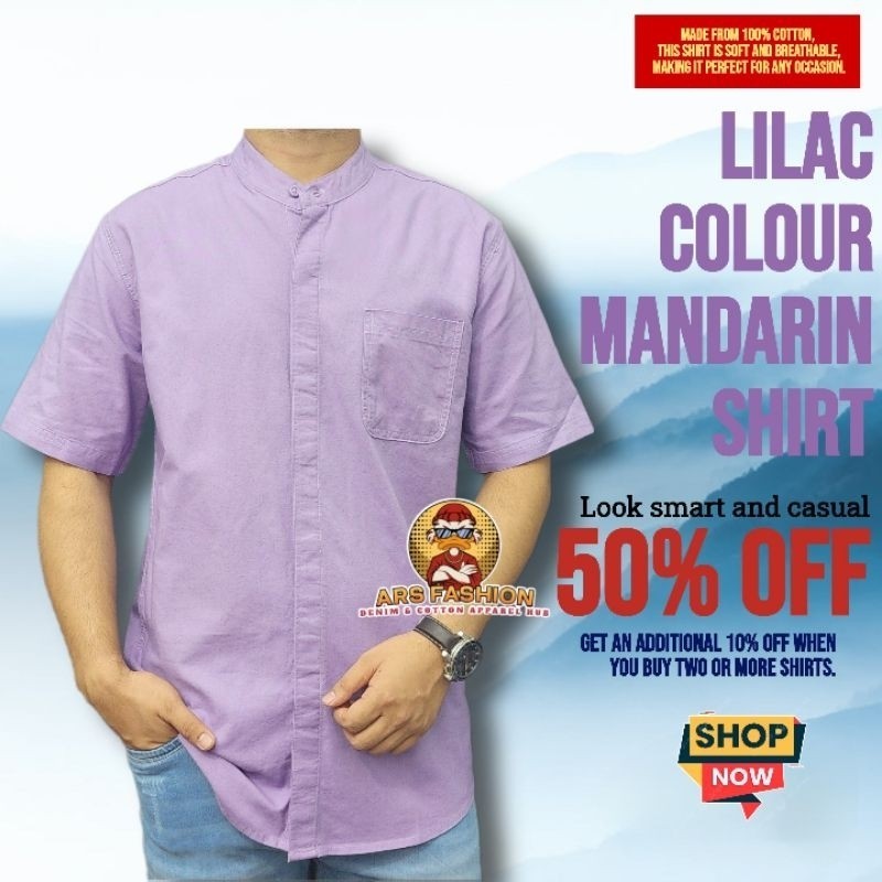 Baju Raya 2024 trend Mandarin Collar kemeja lelaki pendek baju lelaki ...