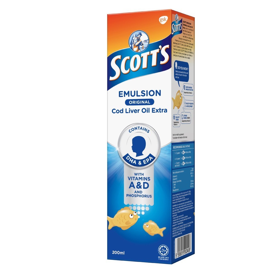 SCOTT'S EMULSION ORIGINAL COD LIVER OIL EXTRA 200ML (EXP: 07/2025 ...