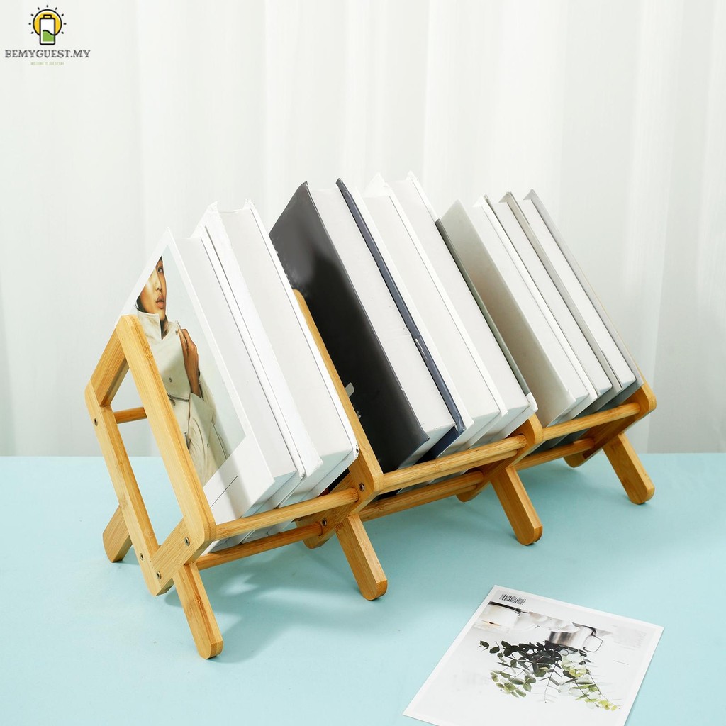 Wood Tabletop Bookshelf Retractable Desktop Small Book Storage Rack ...
