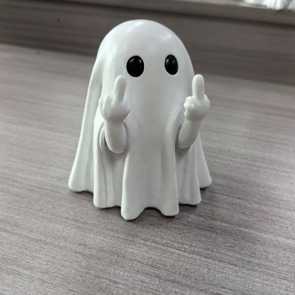 KQ48 New Middle Finger Cute Ghost Halloween Middle Finger Resin Craft ...