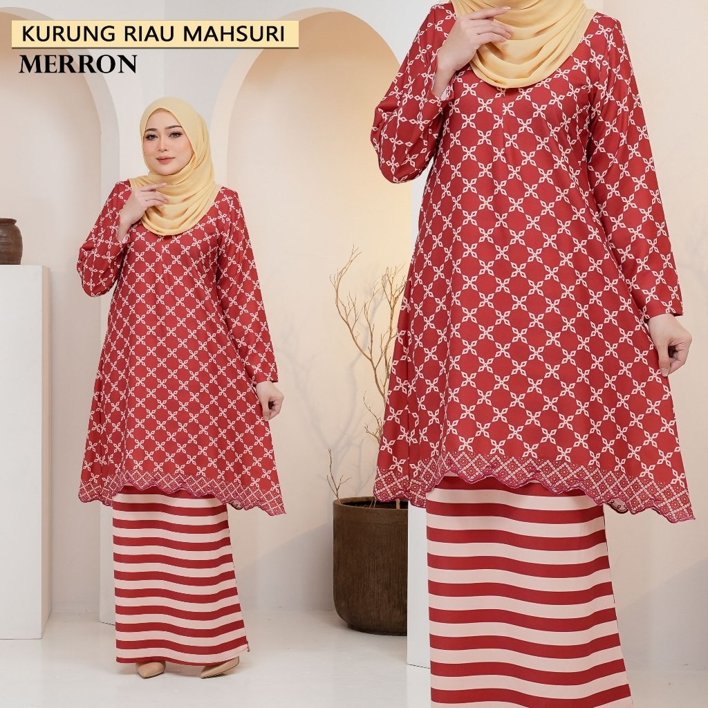 BAJU KURUNG RAYA VIRAL RIAU MAHSURI(BERCORAK) | Shopee Malaysia