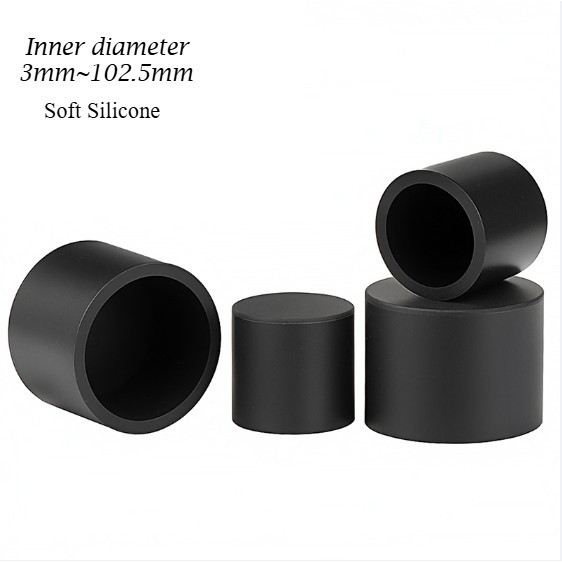 Black Chair Table Feet Round Stick Pipe Tubing End Cover Cap Soft ...