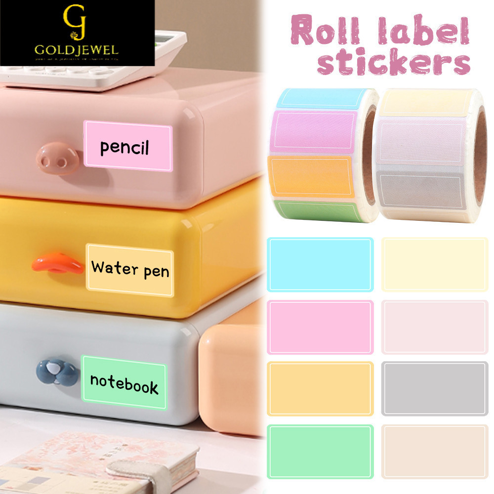 [MJ] 500Pcs/Roll Color Blank Label Stickers - School Stationery ...