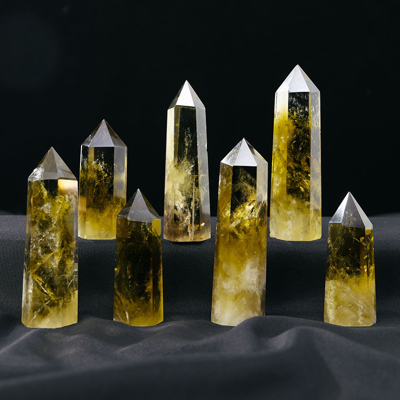 Natural Brazilian Citrine Single-Pointed Hexagonal Column Rough Stone ...