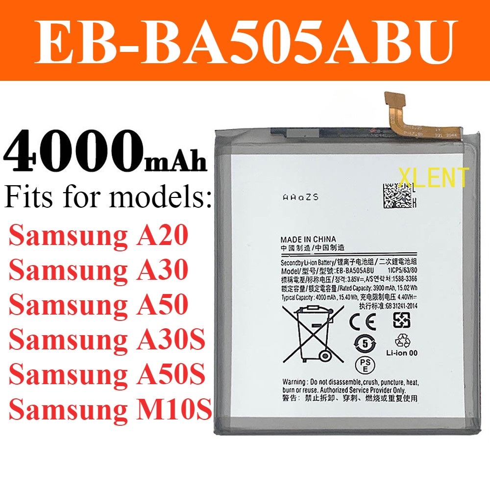 Samsung A50 A30 A20 A30S A50S M10S EB-BA505ABU Battery Lithium polymer ...