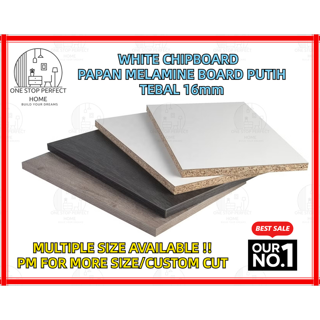 PAPAN CHIPBOARD PUTIH MELAMIN BOARD DENGAN ABS EDGING TEBAL 16mm ...
