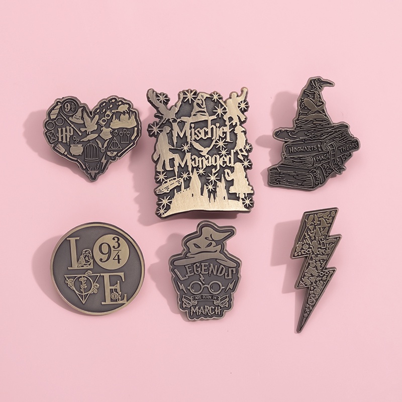 Wizard Lightning Enamel Pin Brooches Magic School Brooch Lapel Badges ...