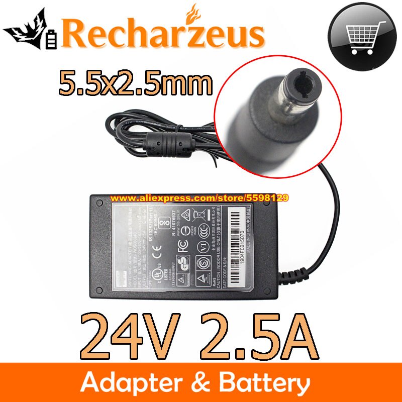 For WEARNES WDS060240 AC Adapter 24V 2.5A 60W Charger For TSC TTP 244 ...