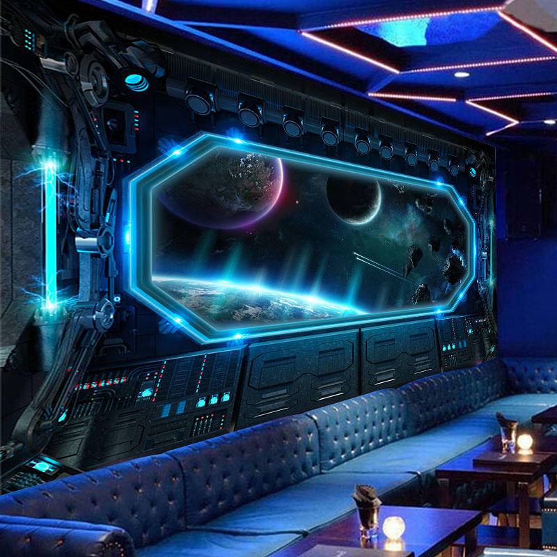 Customized Modern Technology Space 3D Photo Mural Wallpaper KTV Bar ...