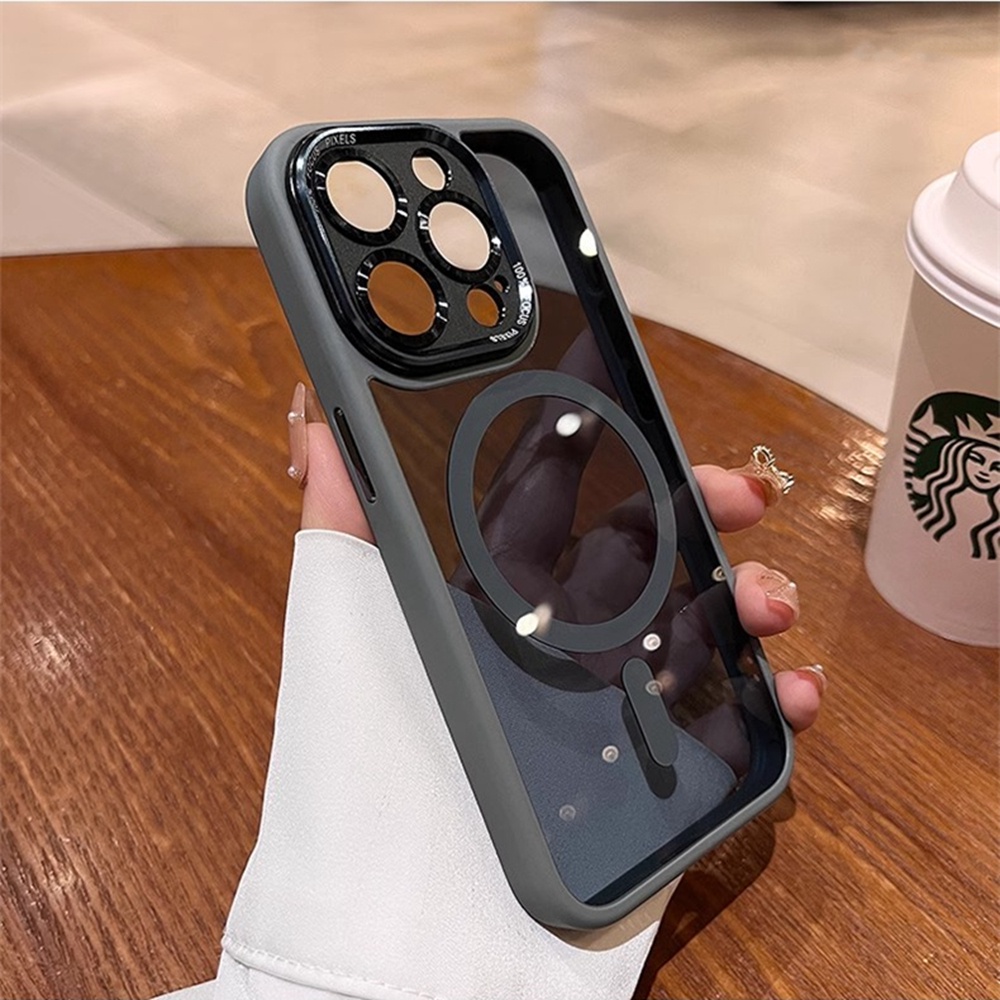Natural Titanium Color Metal Lens Magnetic Phone Case for IPhone 16 15 ...